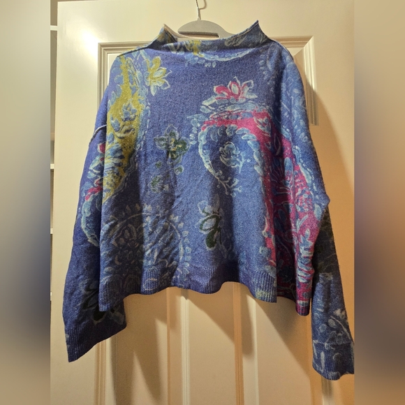 Pilcro | Sweaters | Pilcro 0 Cahmere Blue Paisley Mock Neck Sweater ...
